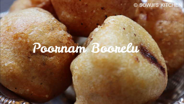 Poornam boorelu | Poornalu | Sweet Fried Dumplings - Sowji's Kitchen